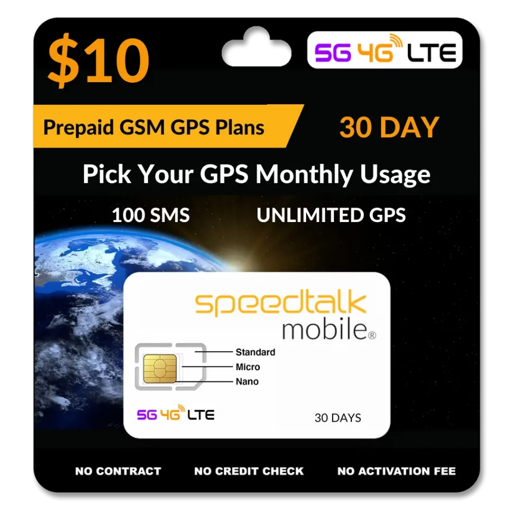 $10 A Month Prepaid GSM Sim Card for GPS Devices - SpeedTalk Mobile