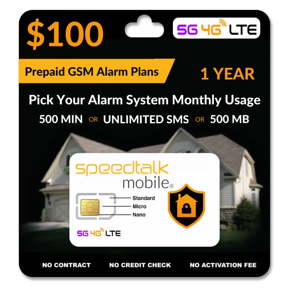 $100 Prepaid SIM Card for GSM Alarm Systems - 365-Day Wireless Service ...