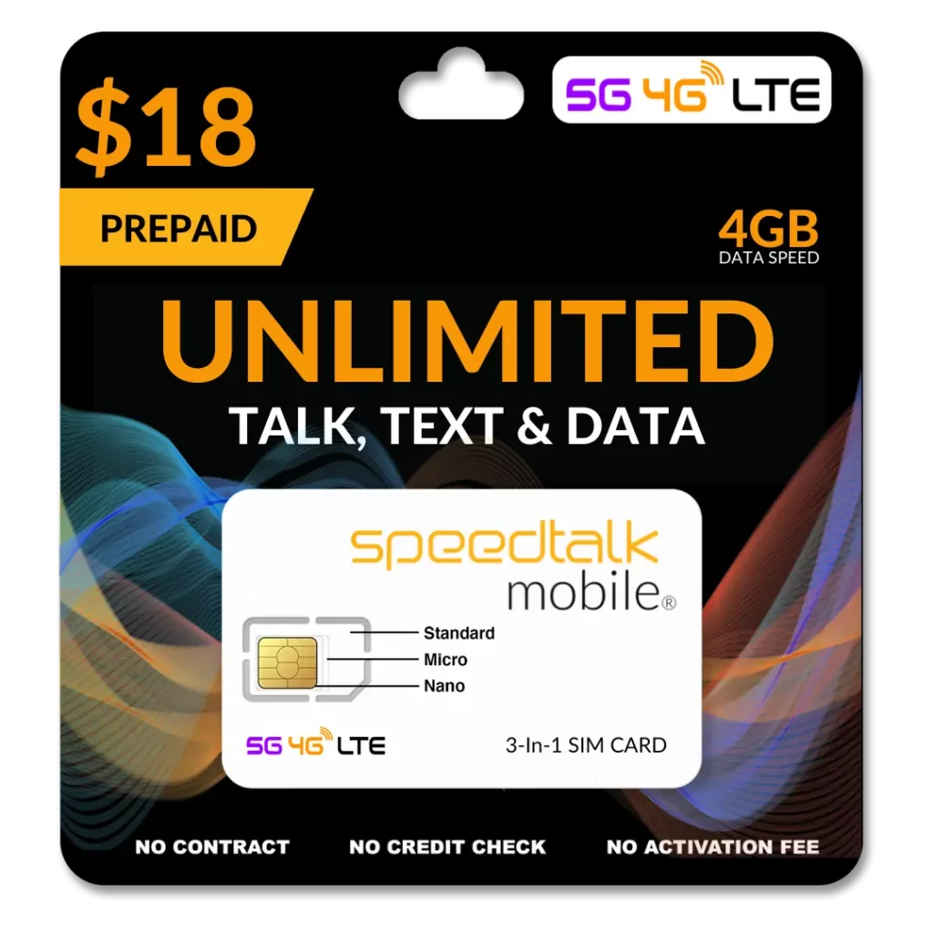 $18 A Month Prepaid Unlimited Talk, Text & Data Phone Plan - 4GB SIM ...