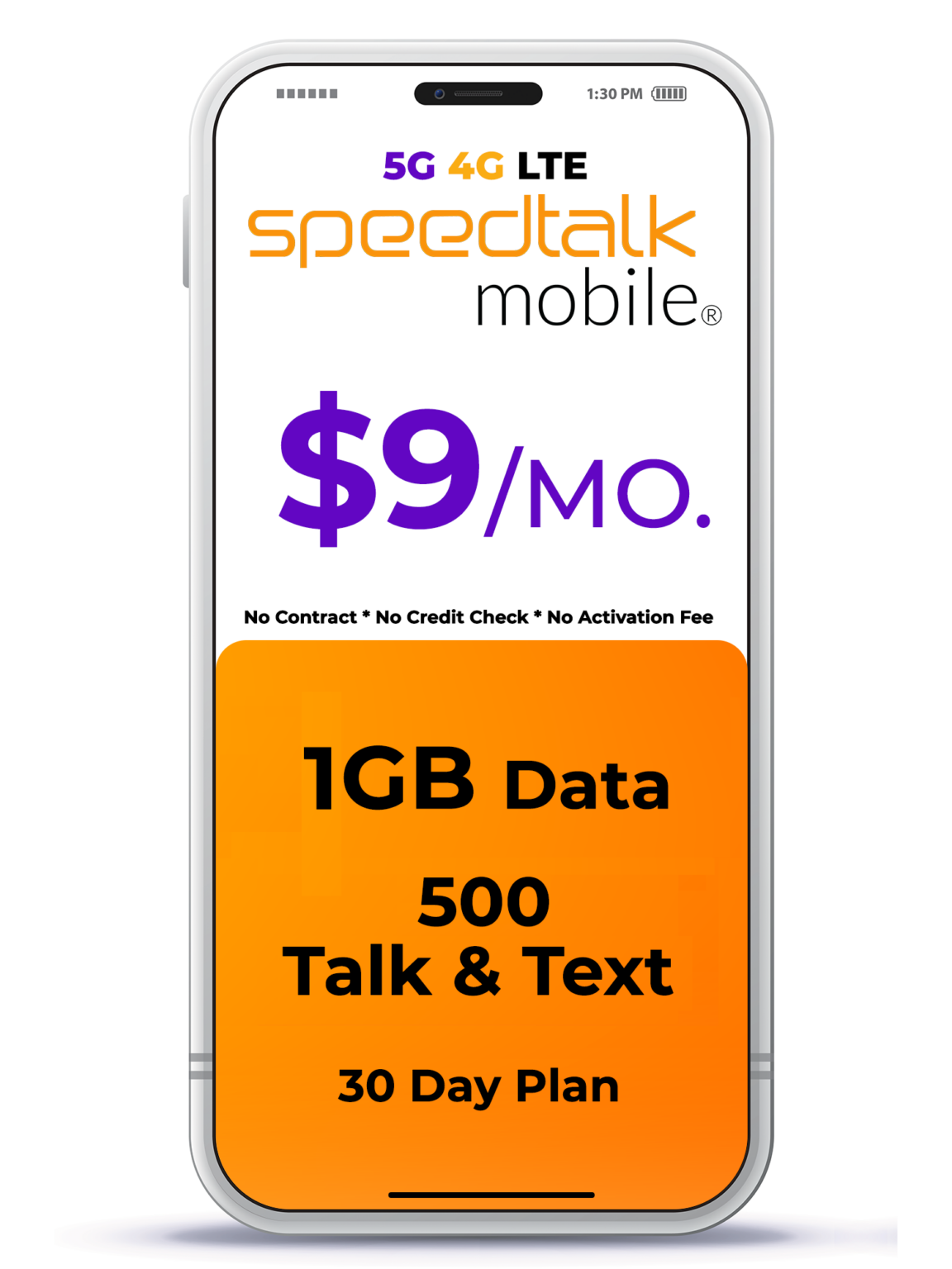 $9 A Month 500 Minutes & 500 Text Phone Plan 1 GB Data SIM Card