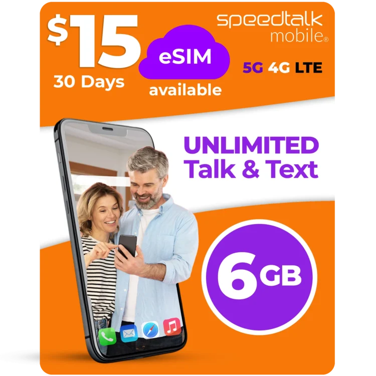 $15 A Month Unlimited Talk, Text Phone Plan With 6GB Data eSIM Card
