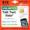 $18 A Month Unlimited Talk, Text & Data Phone Plan With 4GB SIM Card