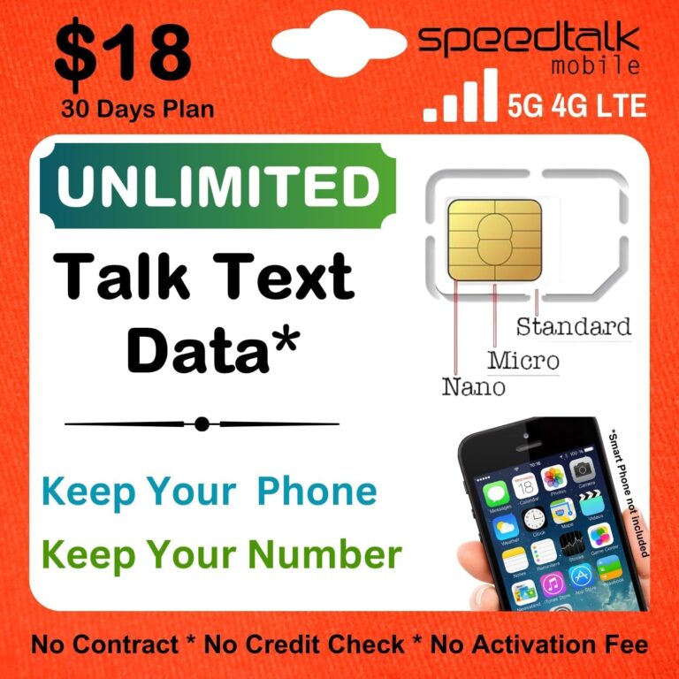 $18 A Month Unlimited Talk, Text & Data Phone Plan With 4GB SIM Card