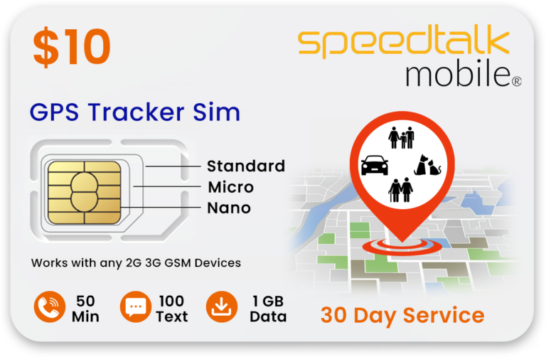 $10/Month Prepaid GSM SIM for GPS Trackers - 30 Day Service